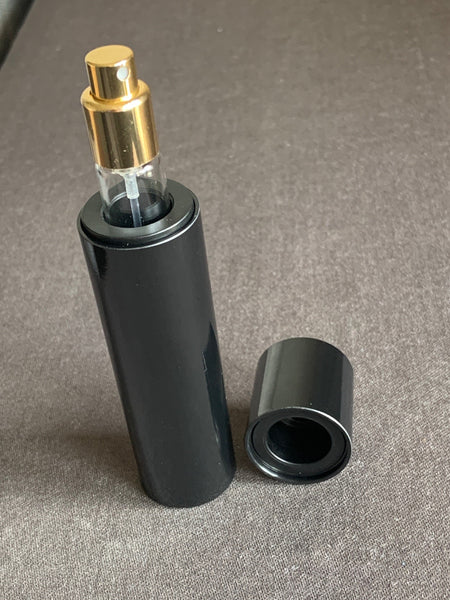 TRAVEL/PURSE PERFUME ATOMIZER: EXCHANGEABLE VIAL, CELULOSE, BLACK ...